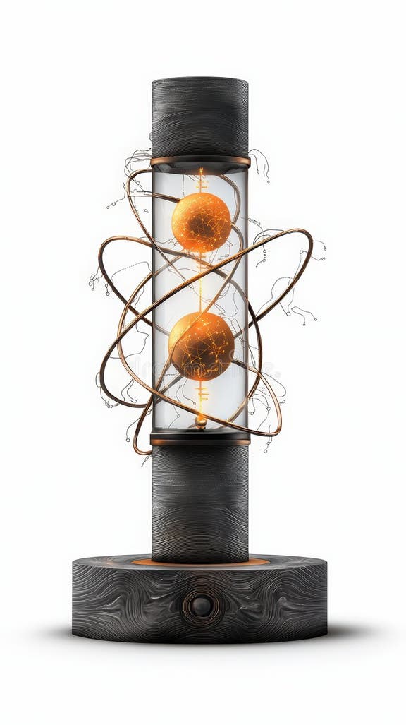 Futuristic Atom Model with Glowing Nuclei and Energy Arcs Representing ...
