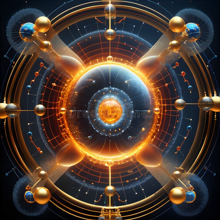 Futuristic Atomic Solar System Art Stock Image - Image of celestial ...