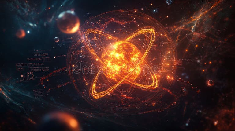 Futuristic Atomic Structure Glowing in Outer Space Stock Image - Image ...