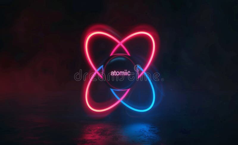 Futuristic Atomic Structure with Neon Glows Stock Illustration ...