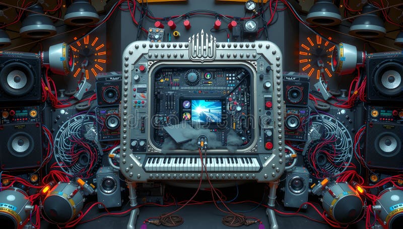 Futuristic Audio-Visual Control Hub Stock Photo - Image of cables ...