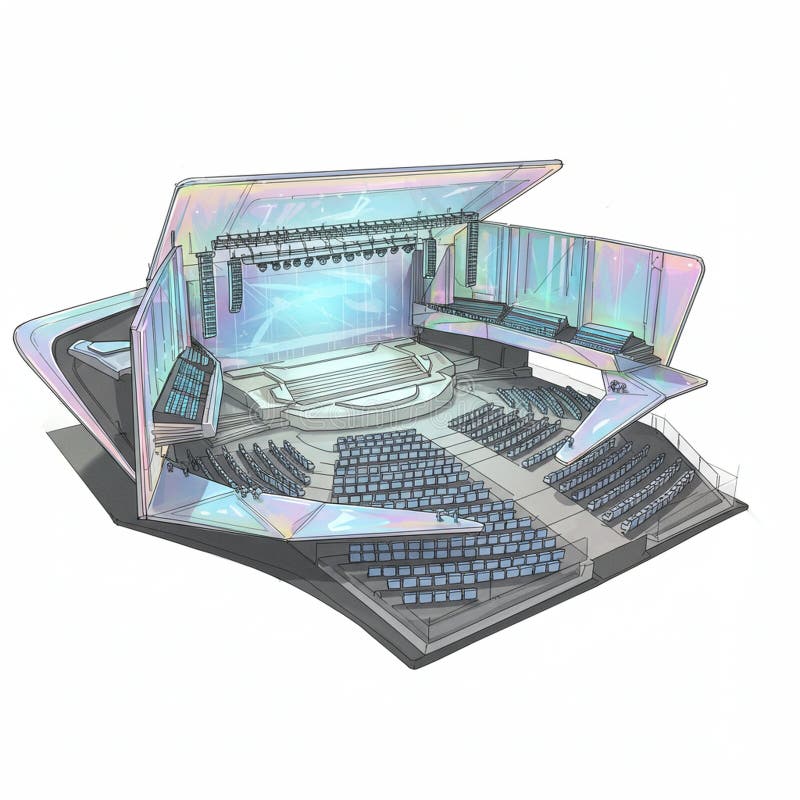 Central Stage, Complex Lighting Rig and Trusses , Framework, Structure, Event Stock Illustration ...