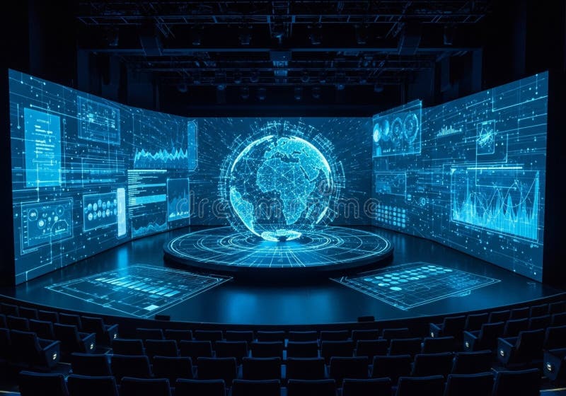 Large Futuristic Auditorium Setup Stock Illustrations – 199 Large ...