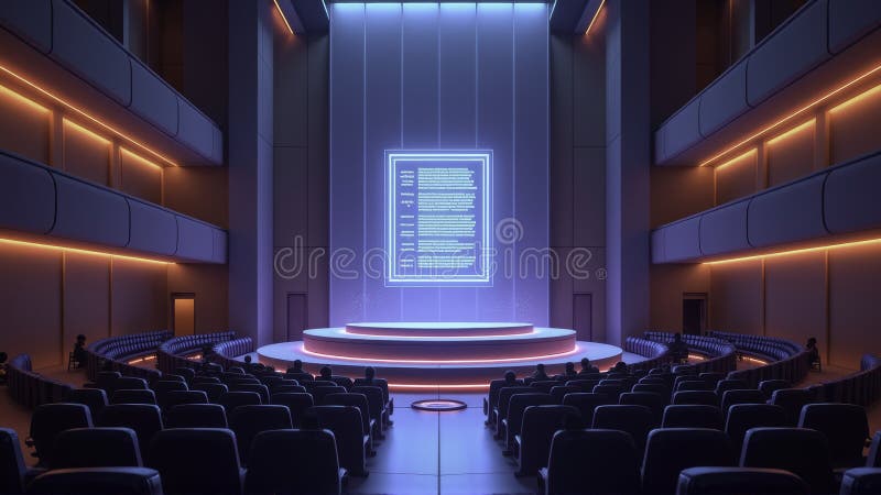 Futuristic Auditorium with Neon Lights. Stock Illustration ...