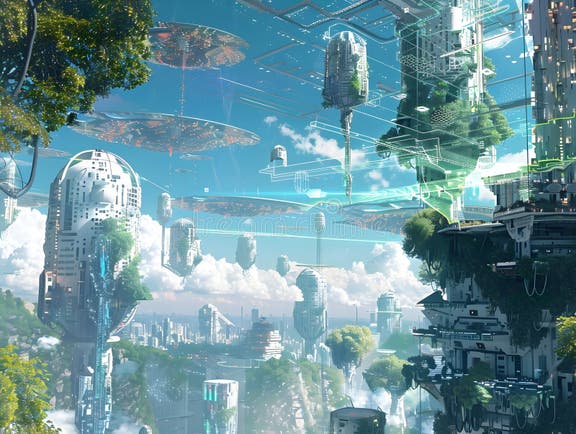 Futuristic Augmented Reality City with Holographic Data Visualizations ...