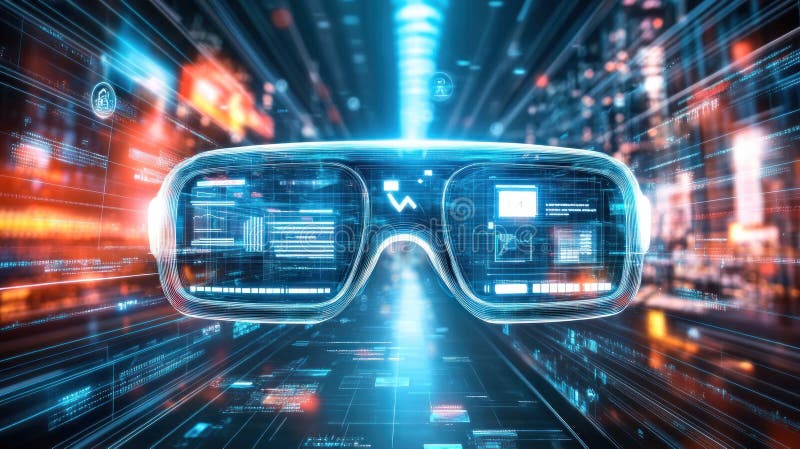 Futuristic Augmented Reality Glasses with Digital Interface Elements ...