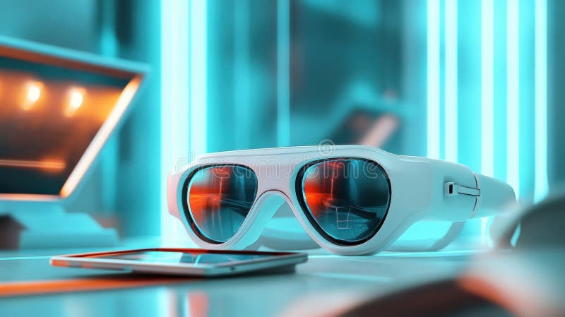 Futuristic Augmented Reality Glasses and Tablet in a High-tech ...
