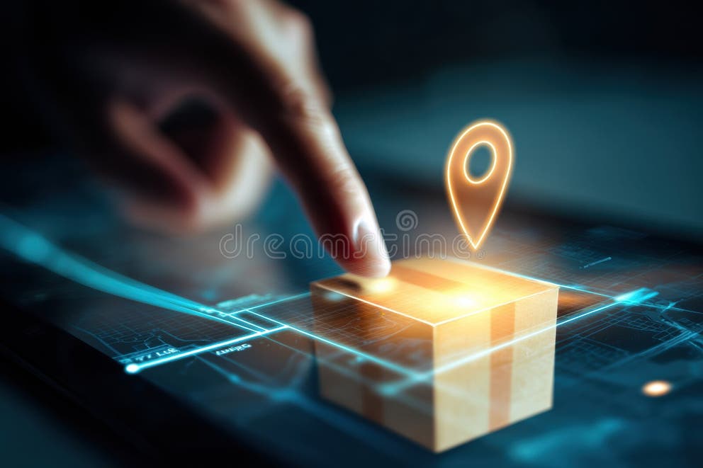 Futuristic Augmented Reality Parcel Tracking Interface Displaying ...