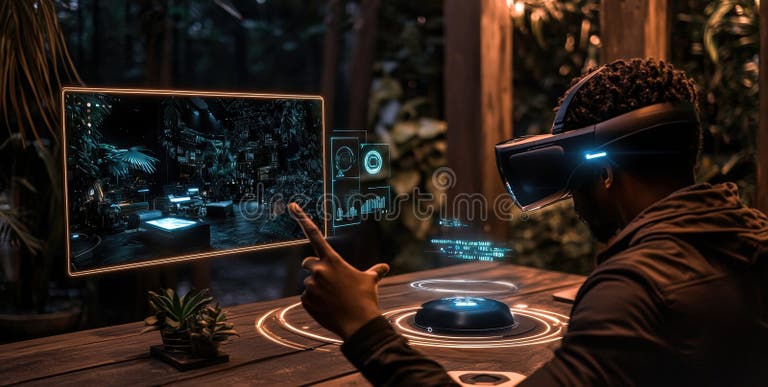 Futuristic Augmented Reality Workspace Experience Virtual Environment ...