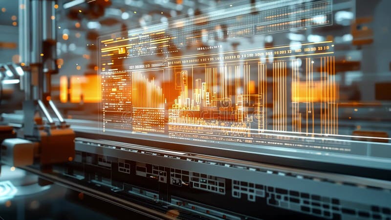 Futuristic Industrial Automation with Augmented Reality Interface Showing Data Analysis Stock ...