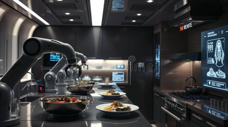 Futuristic Automated Kitchen Generated Stock Illustration ...
