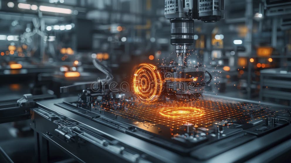 Futuristic Automated Process in High-tech Factory Visualization of ...