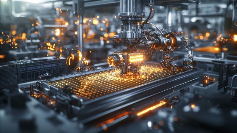 Futuristic Automated Process Visualized with Glowing Elements in ...