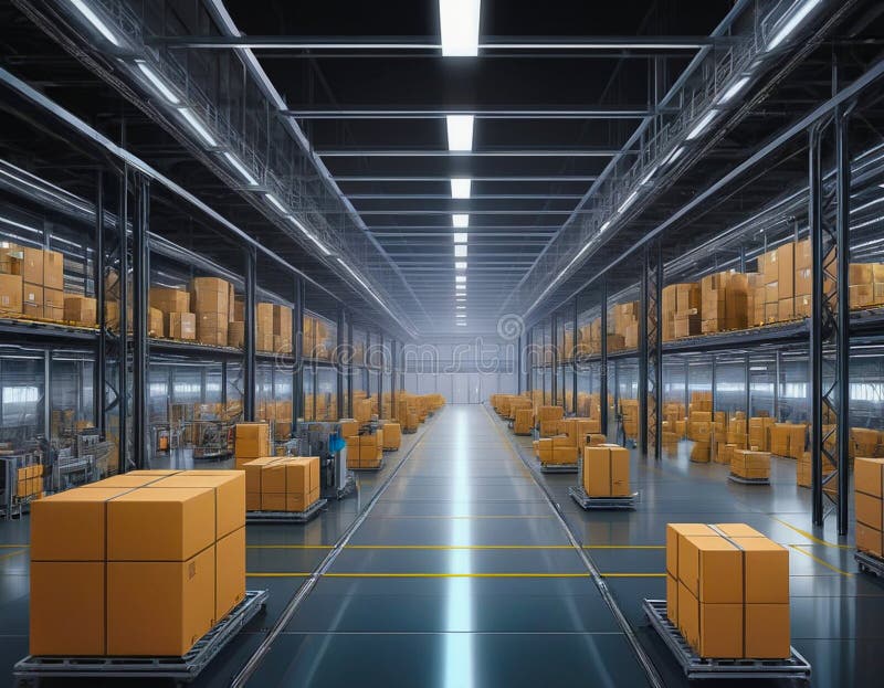 Futuristic Automated Retail Warehouse with AGV Robots. Stock Image ... Futuristic Automated Retail Warehouse with AGV Robots. Stock Image ...