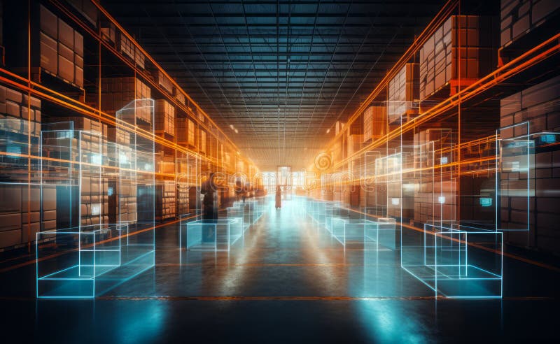 Futuristic Automated Warehouse Interior with Digital Inventory ... Futuristic Automated Warehouse Interior with Digital Inventory ...