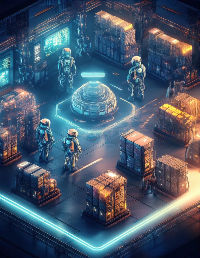 Futuristic Automation Hub Showcasing Robotic Exploration Stock Photos ...