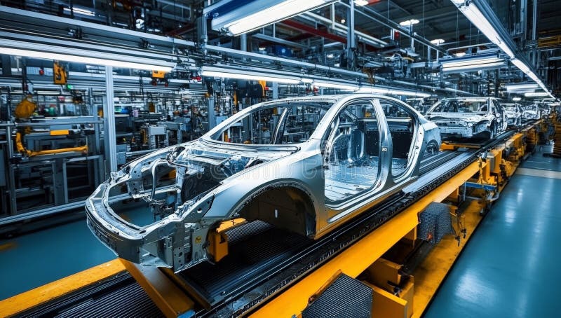 Futuristic Automotive Assembly Line Showcasing Modern Car Manufacturing ...