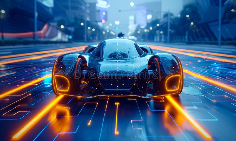 Futuristic Autonomous Car on Digital Highway - Smart Vehicle with ...
