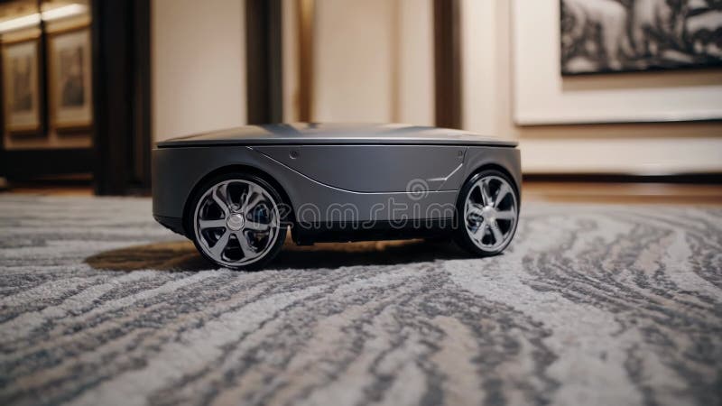Futuristic Autonomous Delivery Robot Moving on a Patterned Carpet in a ...