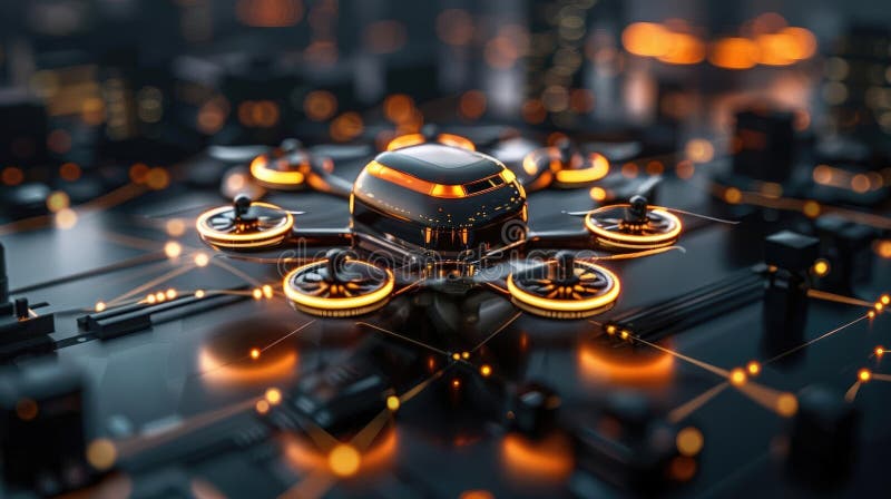 Futuristic Autonomous Drone Delivery System Concept Stock Illustration ...