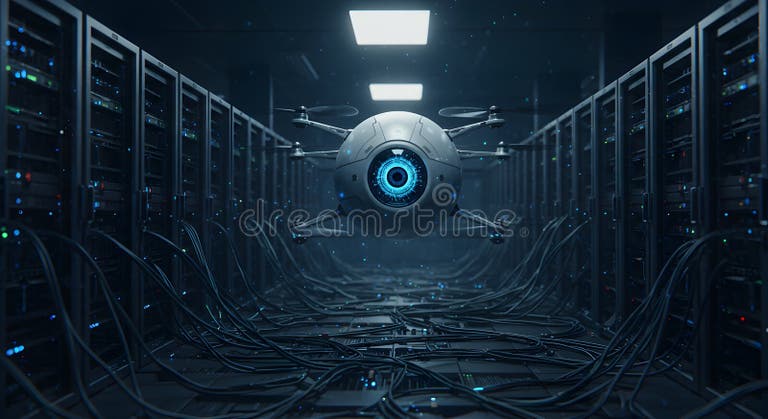 Autonomous Drone Inspecting Server Room Infrastructure for Optimal Performance Stock ...