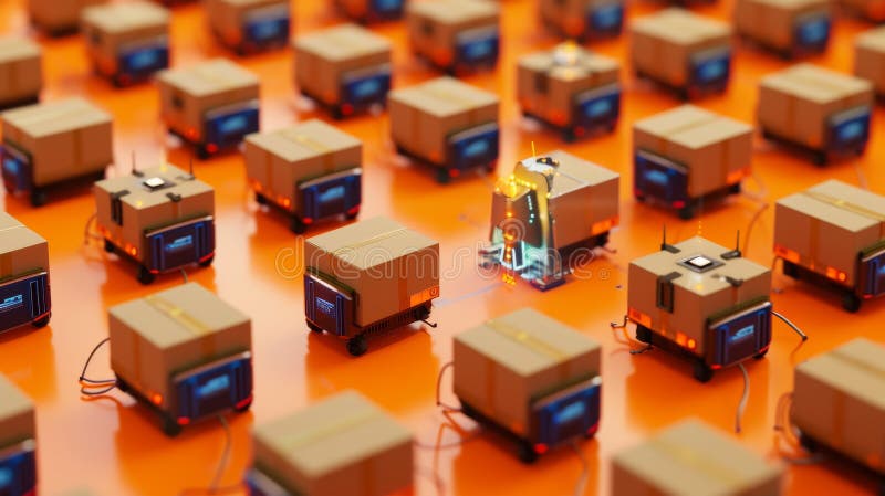 Futuristic Autonomous Logistics System with Smart Delivery Robots Stock ...