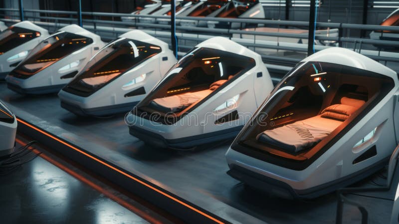 Futuristic Autonomous Pods in Modern Transportation Hub Stock Photo ...