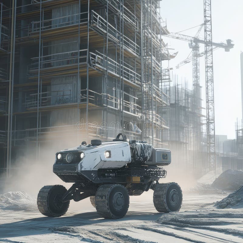 Advanced Wheeled Robot at a Construction Site Stock Photo - Image of ...