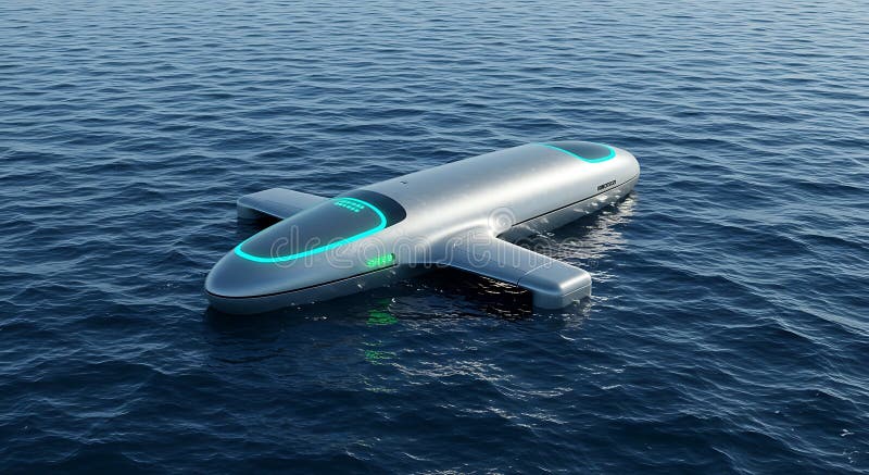 Autonomous Silver Drone Sailing on Sea with Advanced Technology and ...