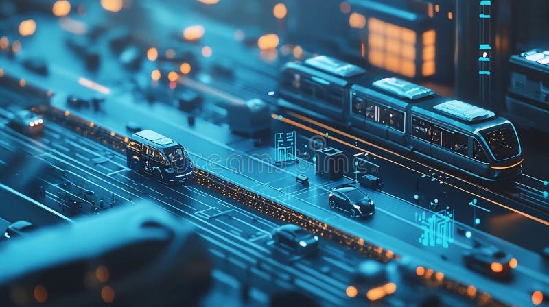 Futuristic Autonomous Transportation Network in a Smart City Stock Illustration - Illustration ...