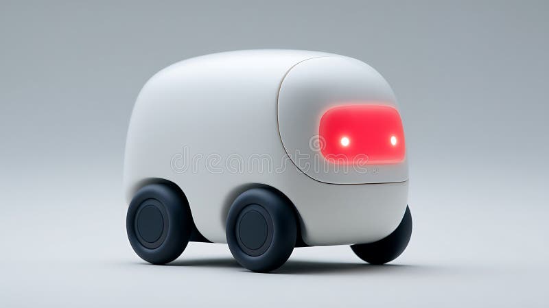 Futuristic Autonomous Vehicle Design: Sleek White Robot Car with Red ...