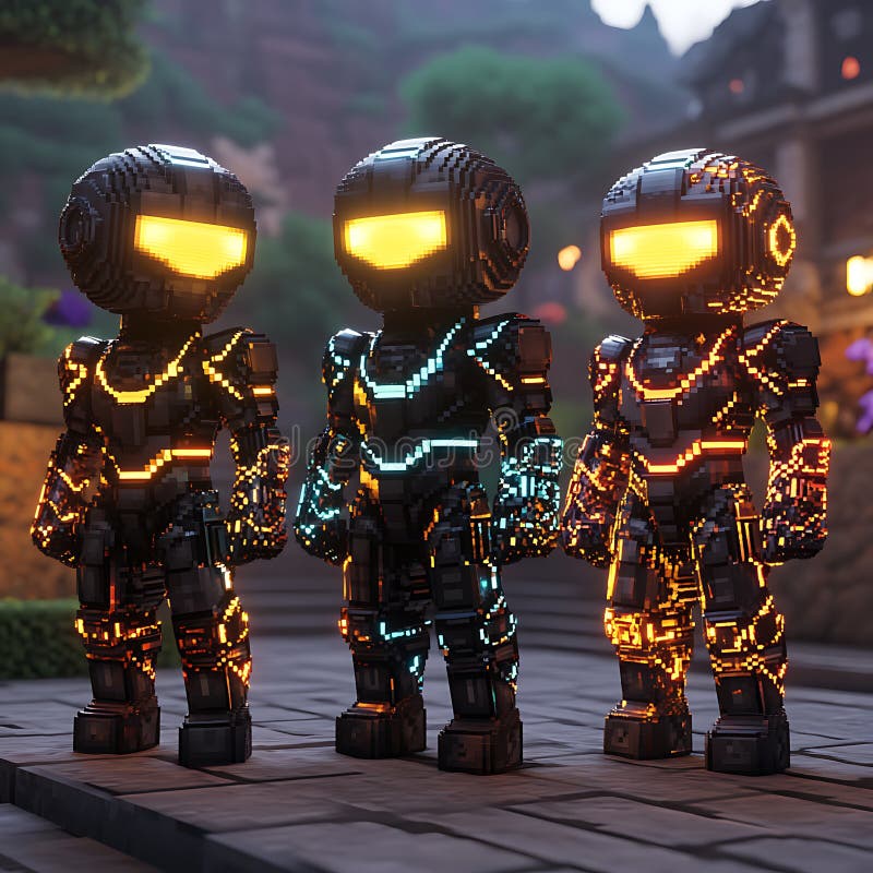 Futuristic Avatars with Glowing Decorations in Vibrant Setting. these ...