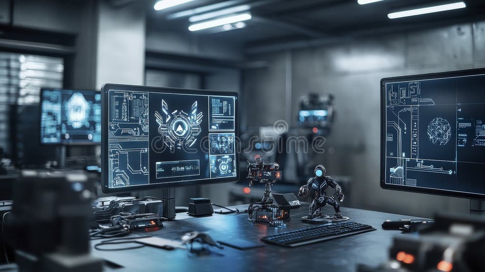 Futuristic Avatars in a High-tech Lab Digital Workspace Technology ...