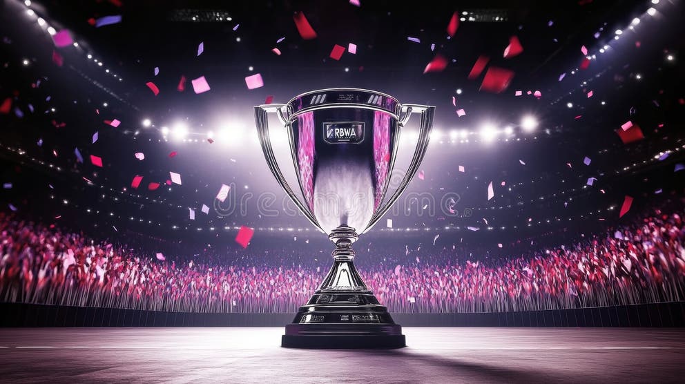 Futuristic Award Symbolizing Triumph in Virtual Competition Stock Photo ...