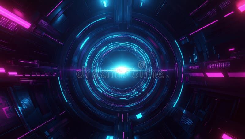 A Futuristic Backdrop Featuring Abstract Technology Elements, Glowing ...