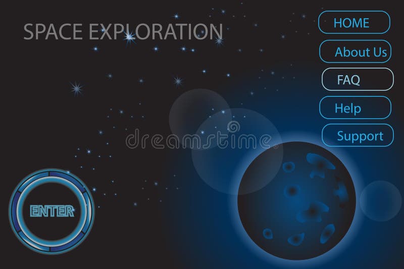 Space and Science Theme Landing Page Stock Vector - Illustration of ...