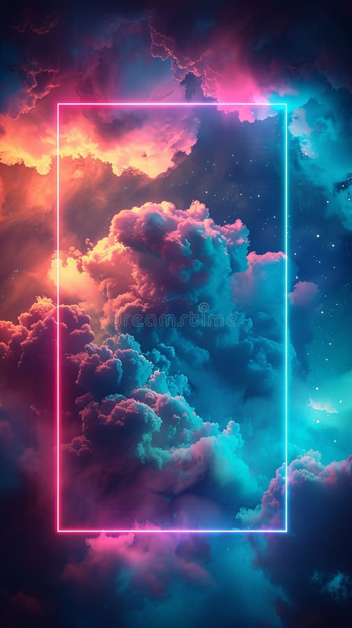 Futuristic Background Design. Cloud Formation with Green and Turquoise ...