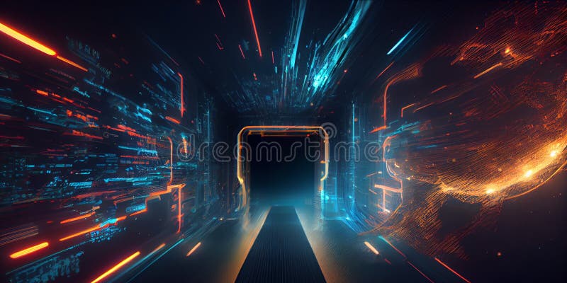 Futuristic Background Digital or Cyber Surface Lights and Geometric ...