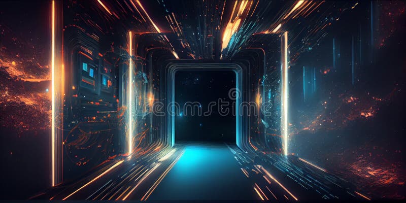 Futuristic Background Digital or Cyber Surface Lights and Geometric ...