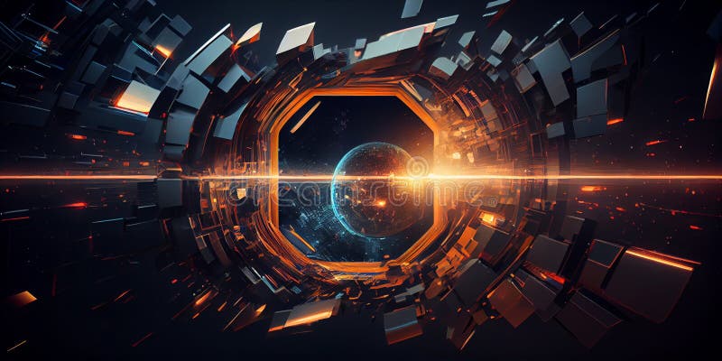 Futuristic Background Digital or Cyber Surface Lights and Geometric ...