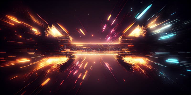 Futuristic Background Digital or Cyber Surface Lights and Geometric ...