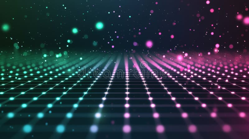 Futuristic Background Featuring a Glowing Grid with Particles Fading ...