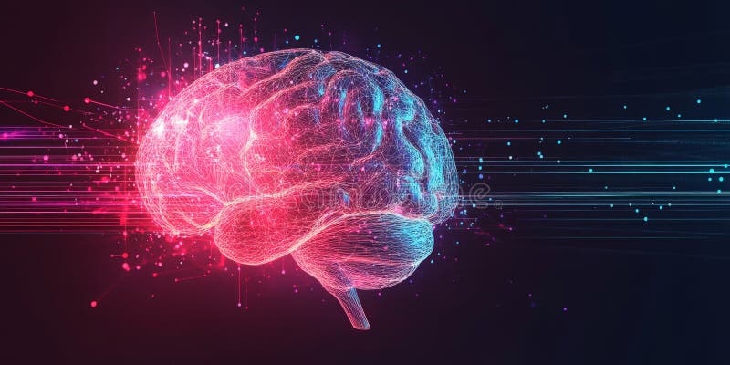A Futuristic Background with a Glowing Brain Made of Abstract Digital ...