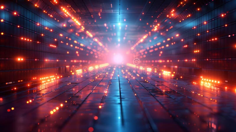 Futuristic Background with Glowing Lights and Digital Grid for ...