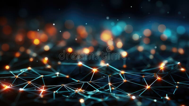 Futuristic Background of Glowing Red Nodes Connected Together Stock ...