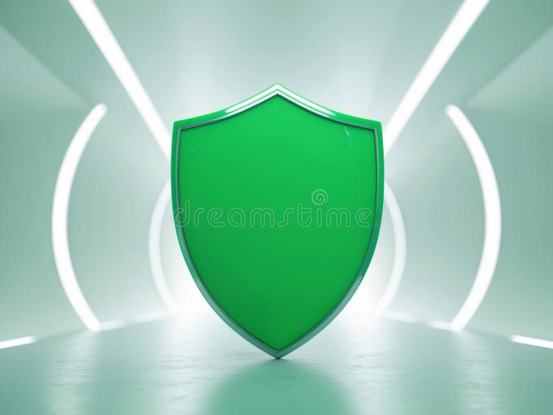 Futuristic Background Green Shield Center is Made Up Abstract Digital ...