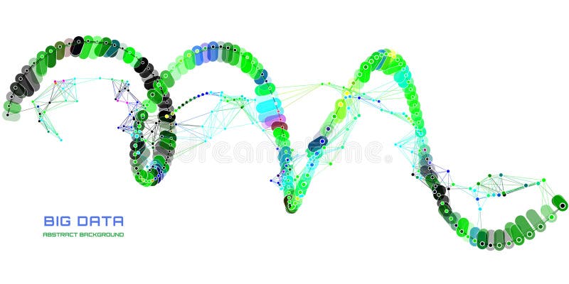 Futuristic Background Helix Lines from Dots Data Quantum Computing with ...
