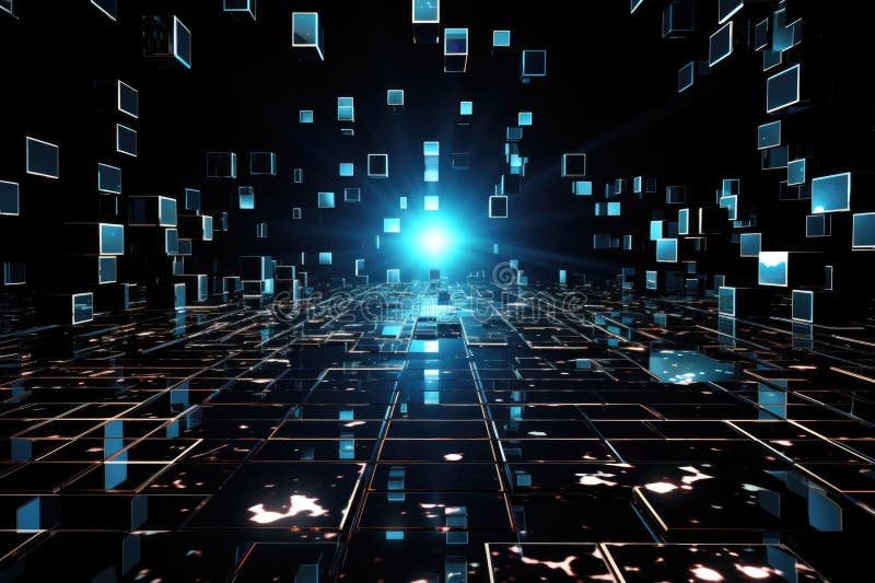 A Futuristic Background with Many Squares and Blue Lights. Generative ...