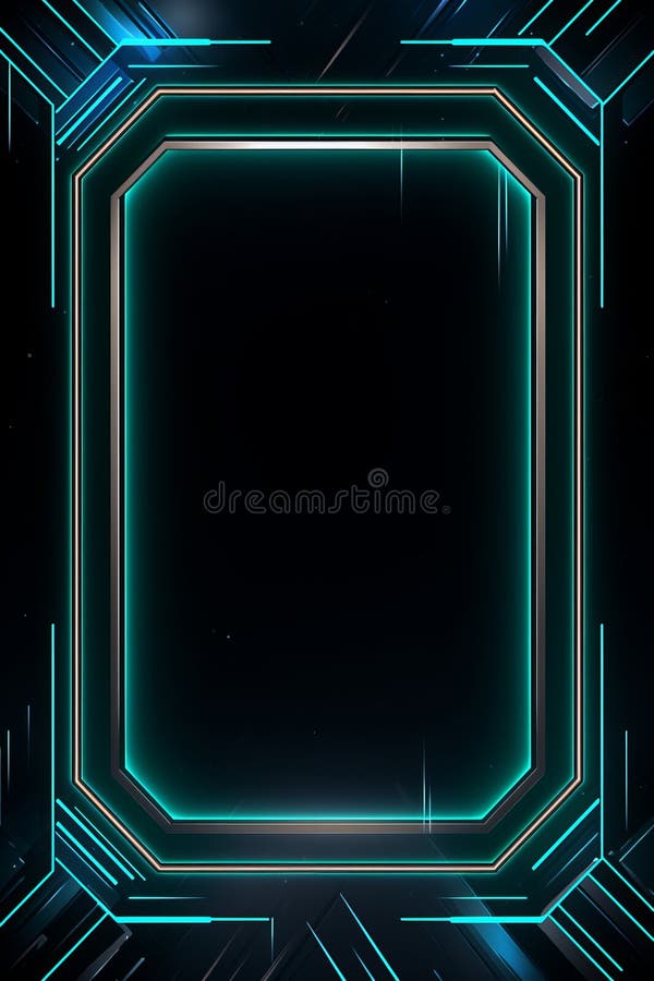 Futuristic Background with Neon Lights and a Square Frame Stock ...