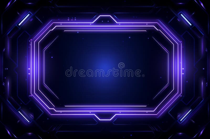 Futuristic Background with Neon Lights and a Square Frame Stock ...
